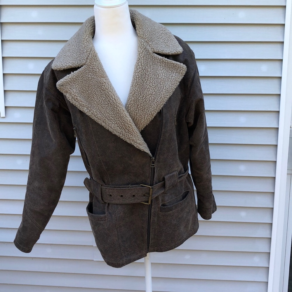 Winlit Genuine Leather Asymmetrical Bomber Jacket - Gem